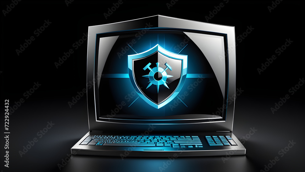 computer, system, virus, icon, clipart, isolated, black background ...