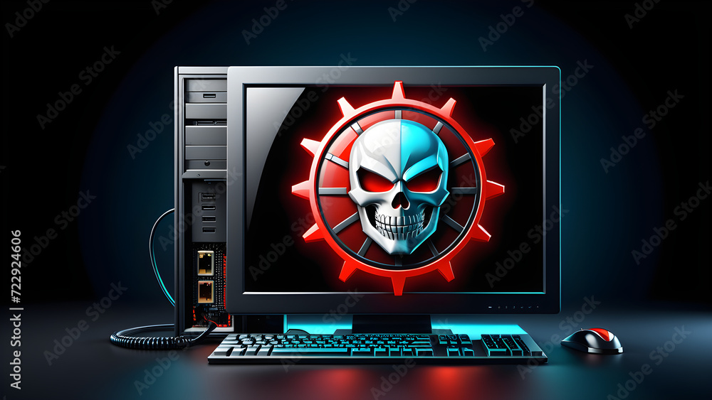 computer system virus icon clipart isolated on a black background. With ...