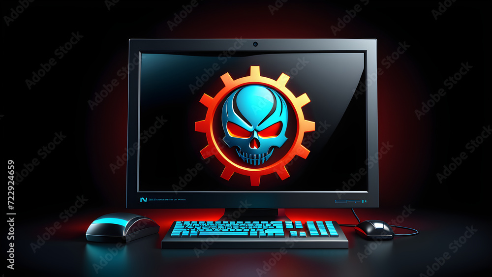 computer system virus icon clipart isolated on a black background. With ...