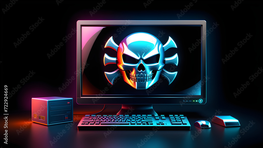computer system virus icon clipart isolated on a black background. With ...