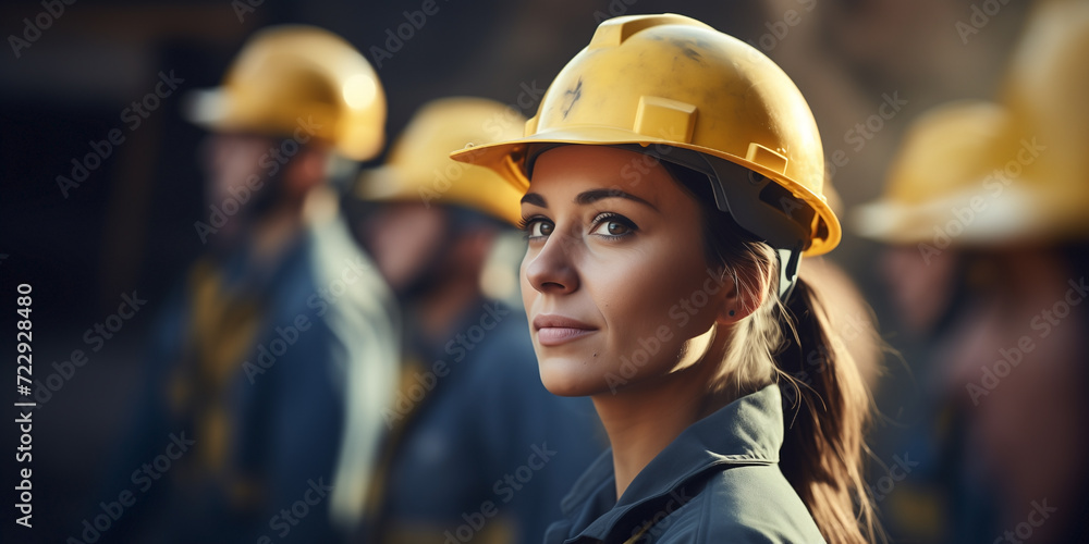 Miner woman professional mining worker working in the mine. Excavation ...
