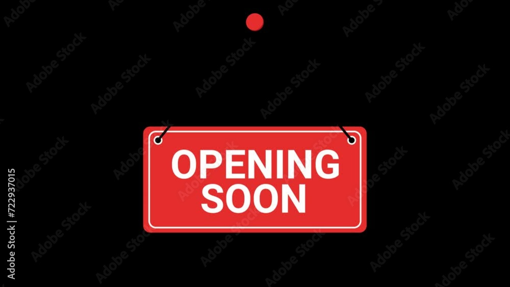 Opening soon Hanging Placard signboard Animation with transparent ...