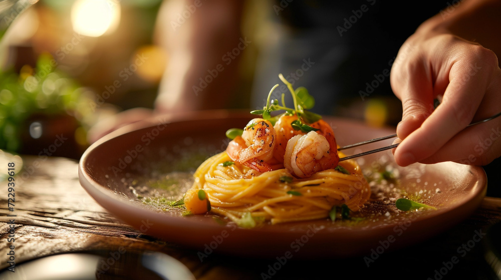 100 grams of spaghetti, intertwined with mozzarella and spices ...