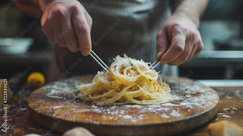 100 grams of spaghetti, intertwined with mozzarella and spices ...