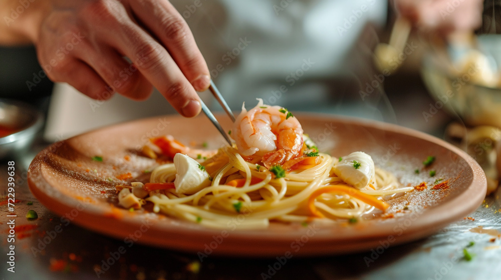 100 grams of spaghetti, intertwined with mozzarella and spices ...