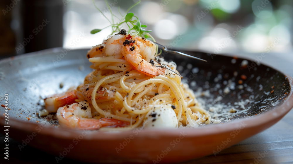 100 grams of spaghetti, intertwined with mozzarella and spices ...