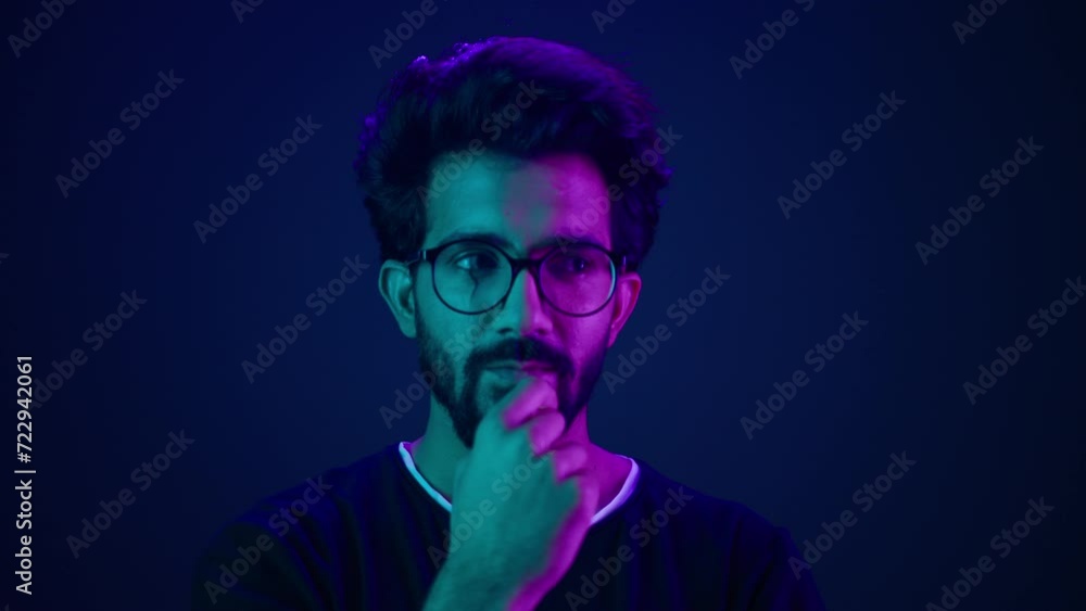 Thinking Arabian man male programmer coder developer typing in air ...