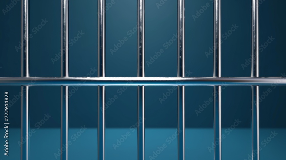 Old prison rusted metal bars cell lock isolated on blue background ...
