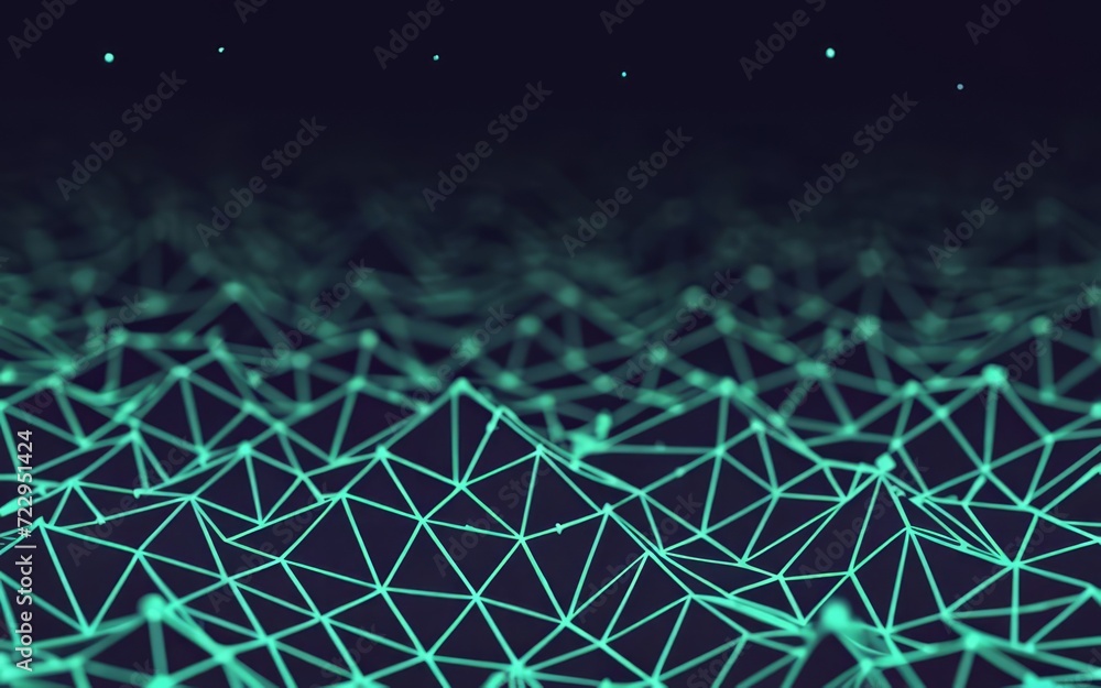 A visual representation of an abstract digital network mesh with ...