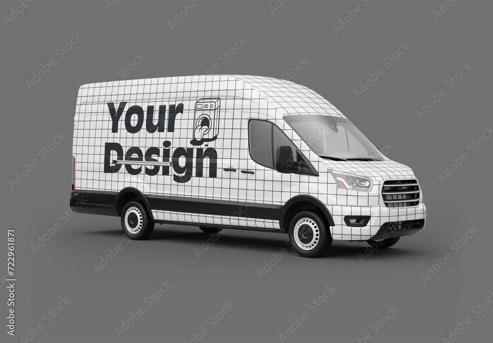 Front View of a Cargo Van Mockup With Customizable Color and Background ...