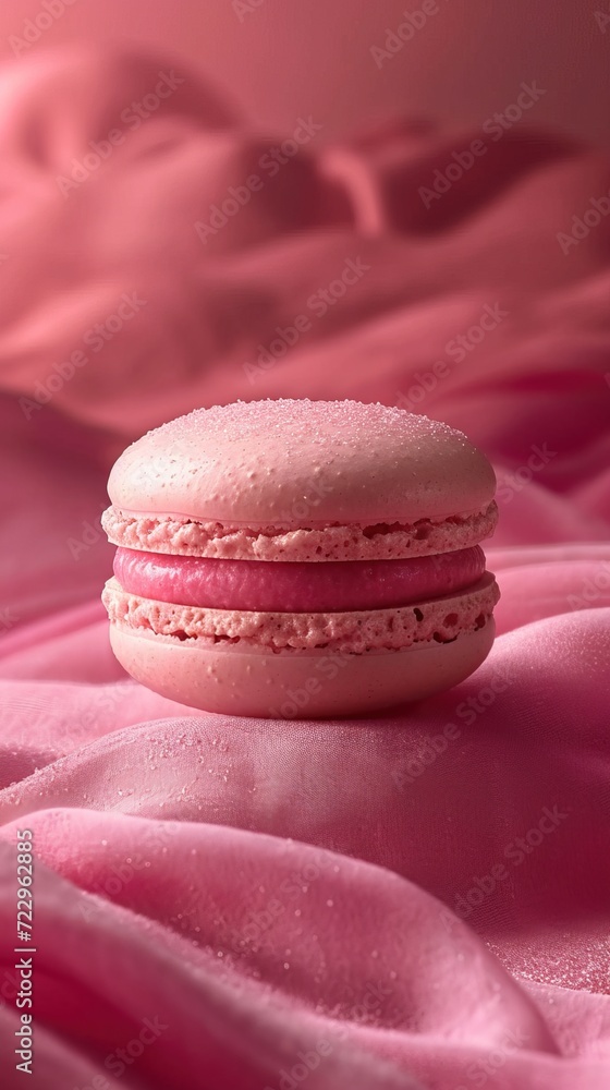 Shot of a single, perfectly crafted macaron on a clean and minimalist ...