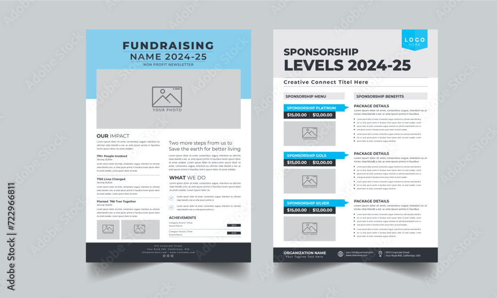 Nonprofit Event Sponsorship Levels Fundraising Flyers design layout ...