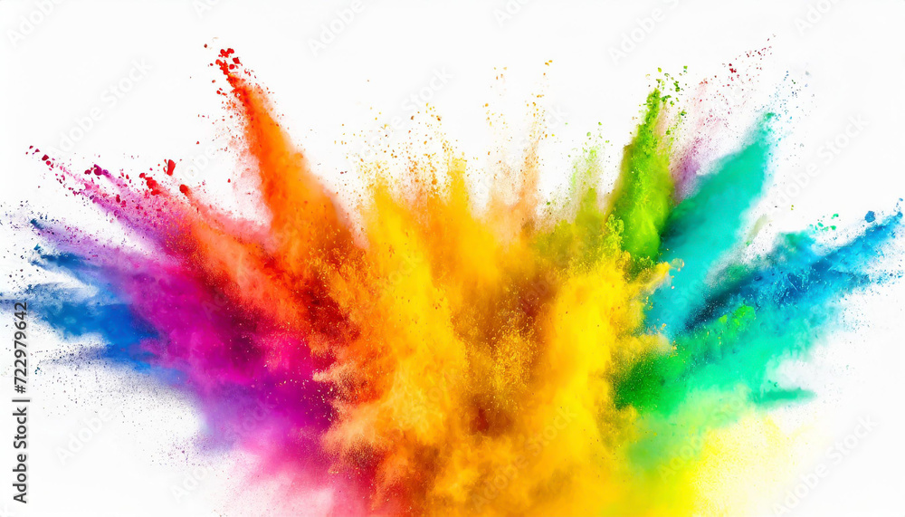 Multicolor powder explosion on White background. Colored cloud ...