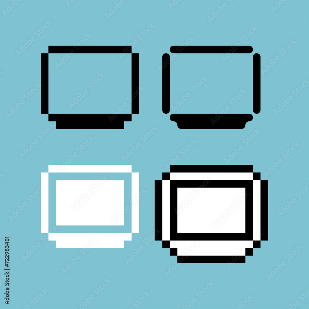 Pixel art outline sets icon of monitor variation color. monitor icon on ...