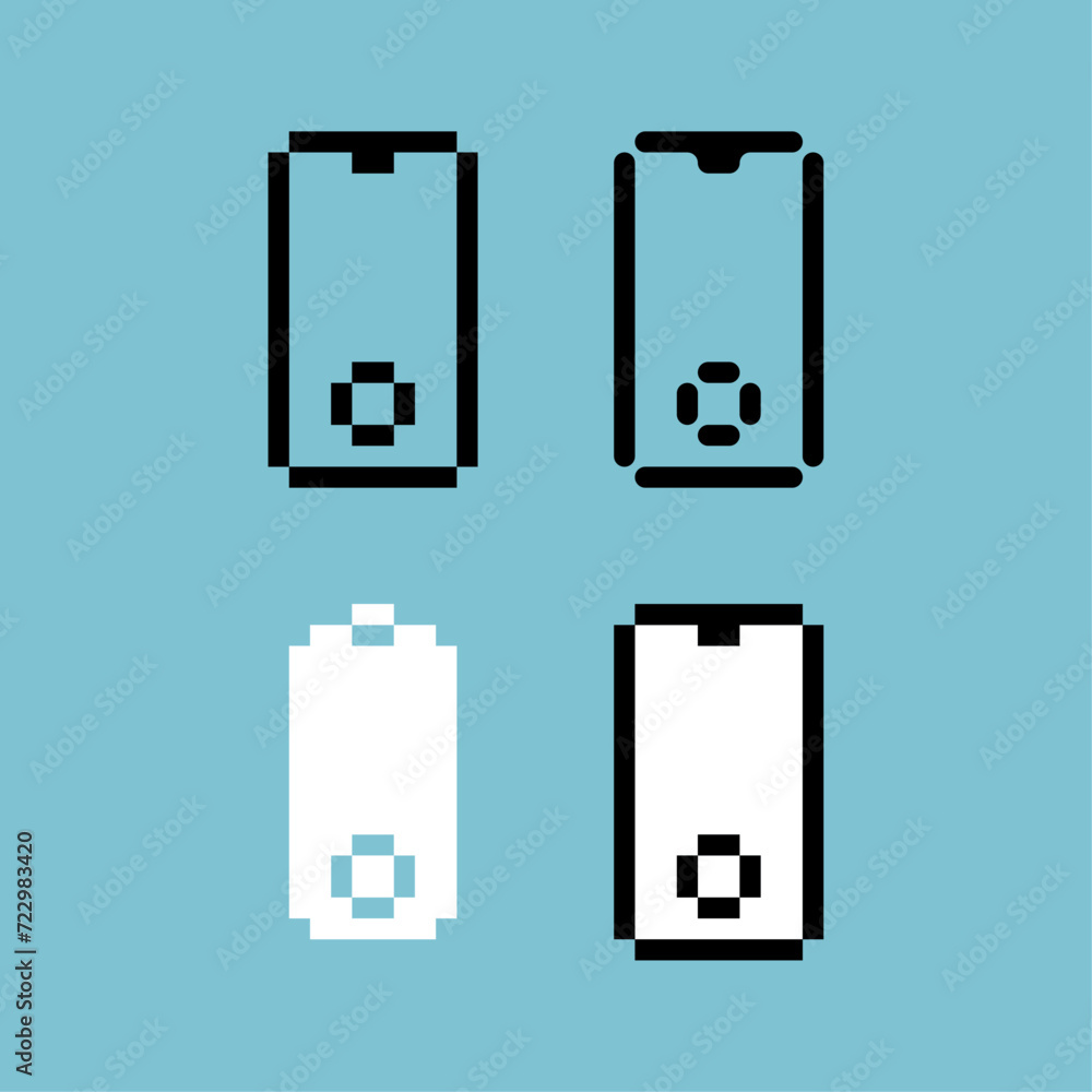 Pixel art outline sets icon of phone variation color. handphone icon on ...