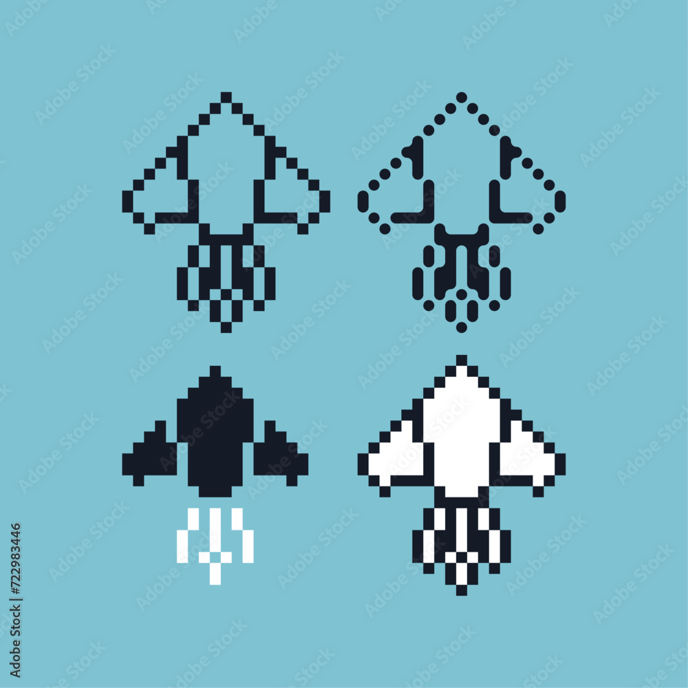 Pixel art outline sets icon of plane variation color. plane icon on ...