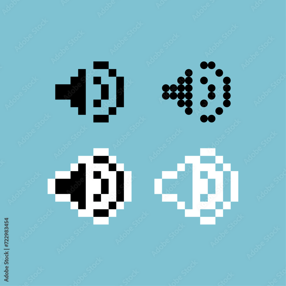 Pixel art outline sets icon of sound mic variation color. Sound icon on ...