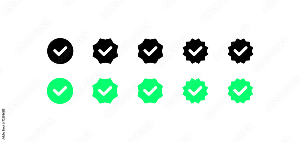 Verification check mark icon set. Silhouette and flat style. Vector icons vector de Stock ...