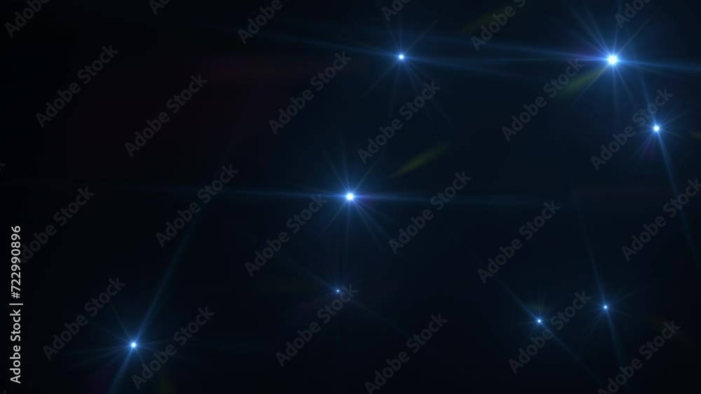 Abstract Loop flickering glow blue flashing optical lens flares ...