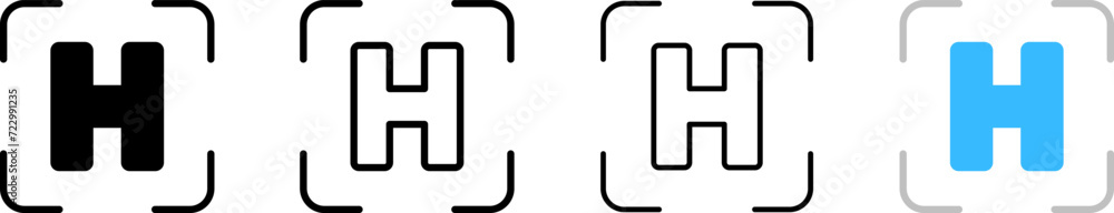 Helipad H icon. Different styles, helipad set, hospital icon H. Vector ...