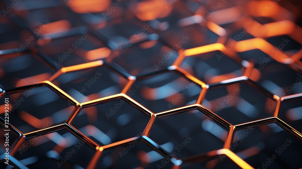 Abstract 3d Futuristic Molecular Golden Mesh Dots And Lines Computer Geometric Digital