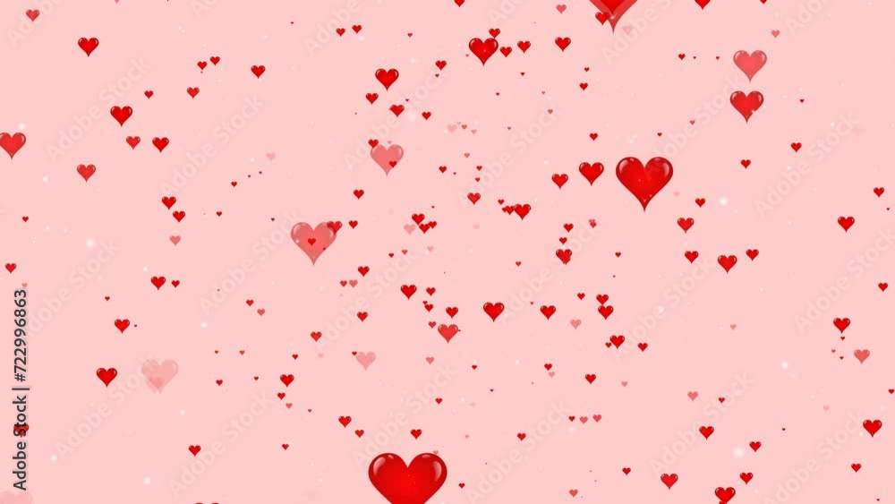 animated red heart love symbol and white particles flying scatter ...