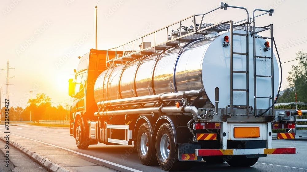 Fotka „Tank truck for transporting toxic cargo. Defending against ...