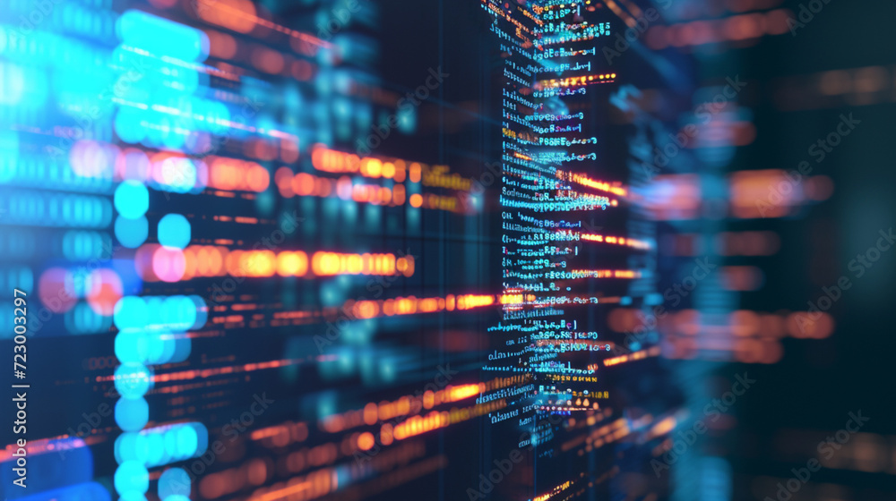 Virtual Data Center. Digital Streams And Future Technology. Binary Code. Business concept ...