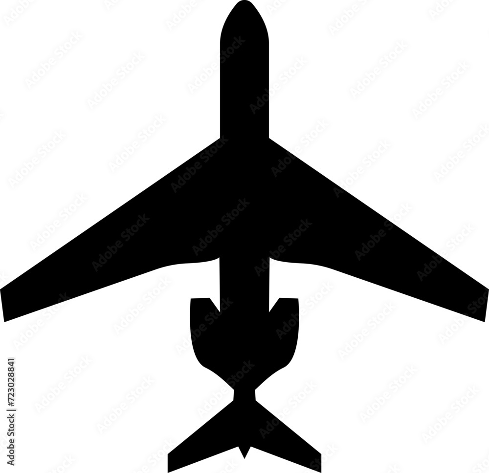 Plane icon. Airplane black flat vector isolated on transparent ...