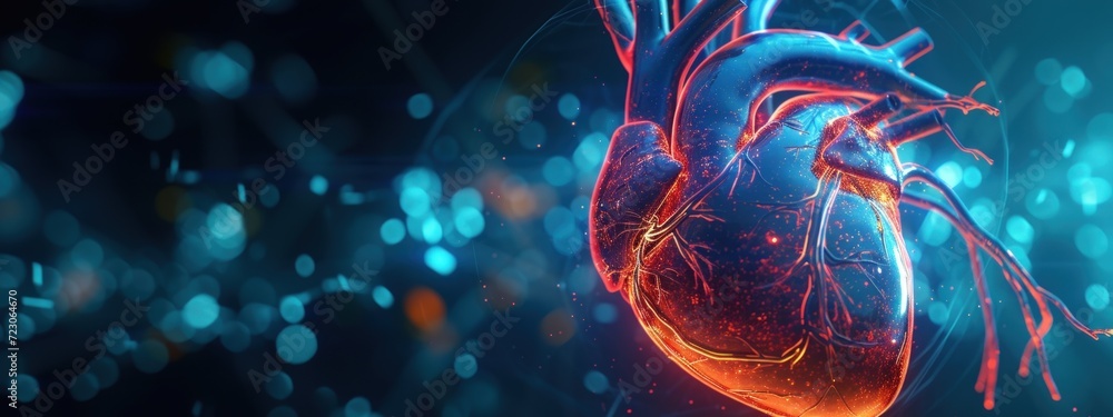 Virtual rendering 3D Medical heart cardiology with infographic ...