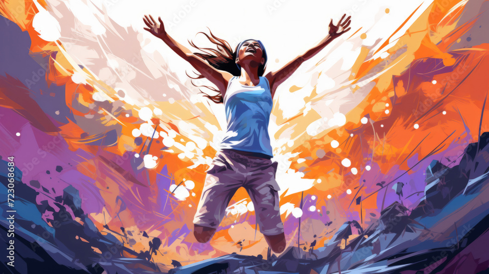 Dancer, illustration and vivid colors. Energetic, expressive and lively ...
