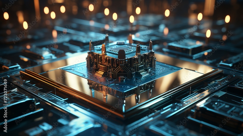 Futuristic cyber security service concept showcased in high definition ...