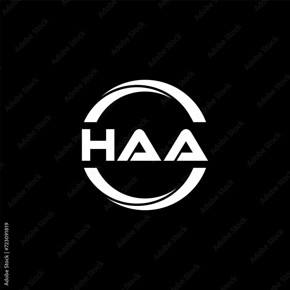HAA letter logo design with black background in illustrator, cube logo ...