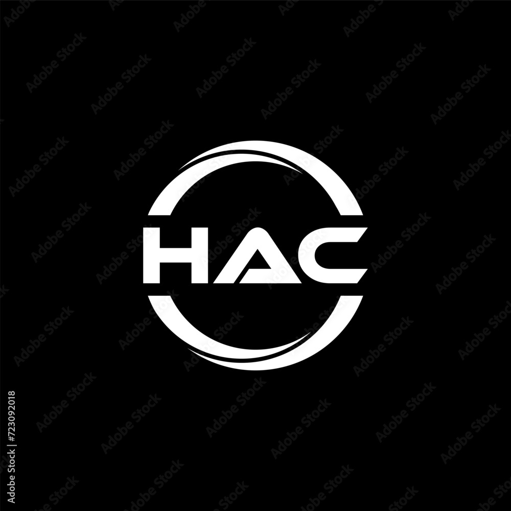 HAC letter logo design with black background in illustrator, cube logo ...