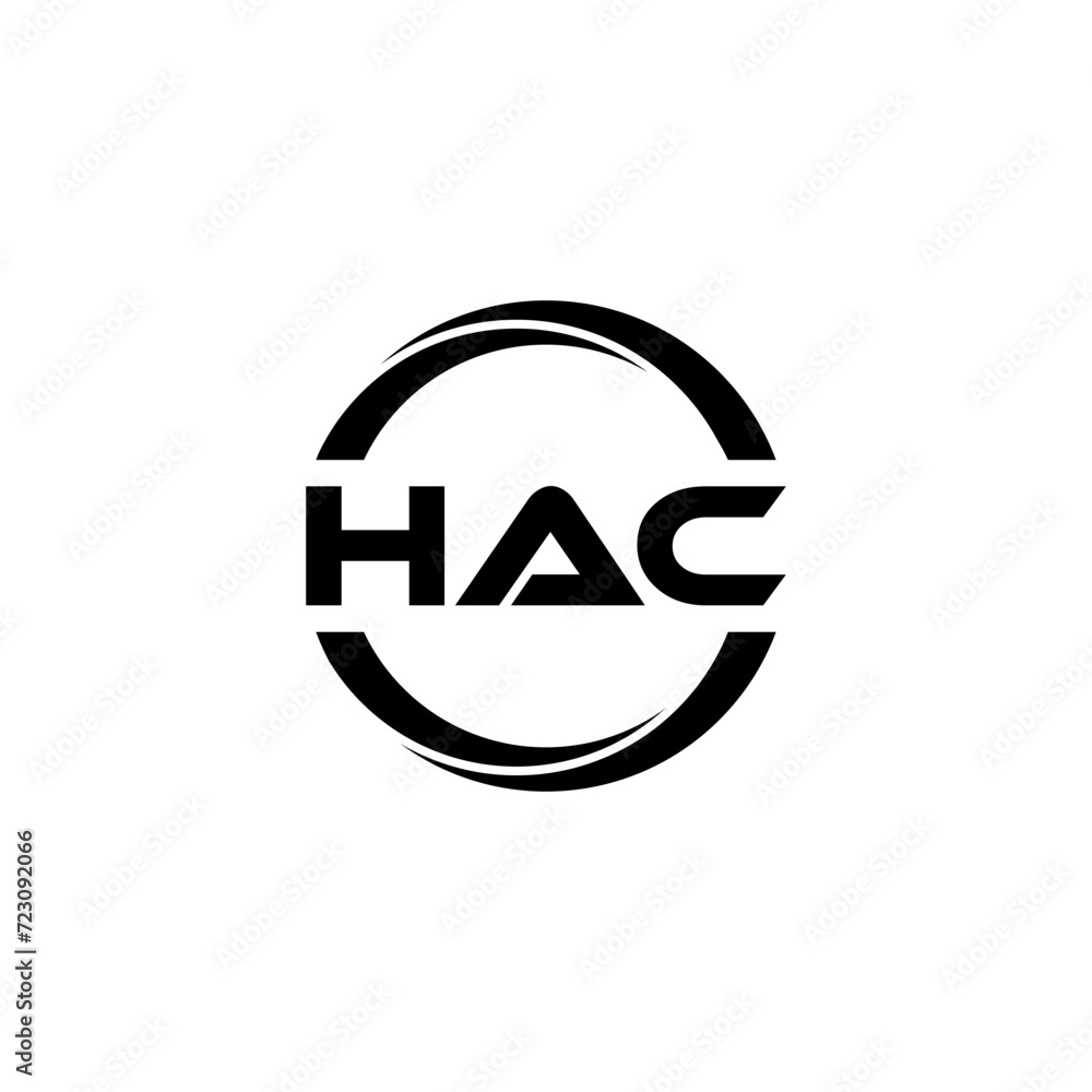 HAC letter logo design with white background in illustrator, cube logo ...