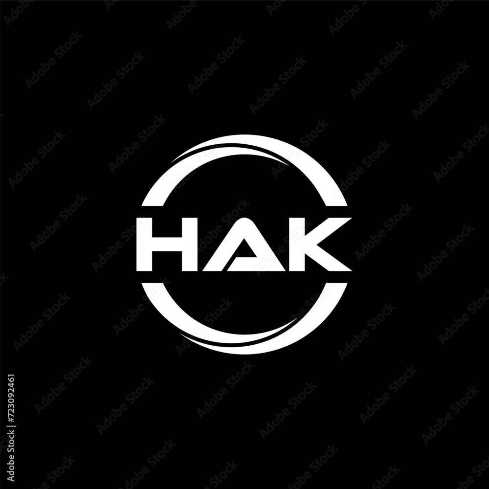 HAK letter logo design with black background in illustrator, cube logo ...