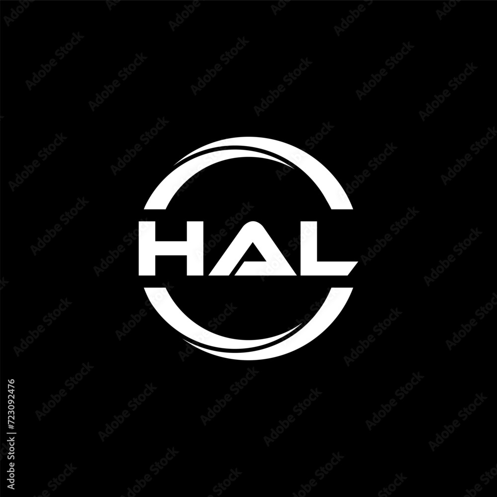 HAL letter logo design with black background in illustrator, cube logo ...