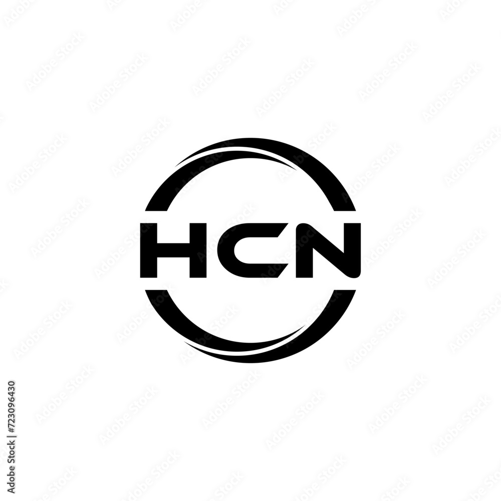HCN letter logo design with white background in illustrator, cube logo ...