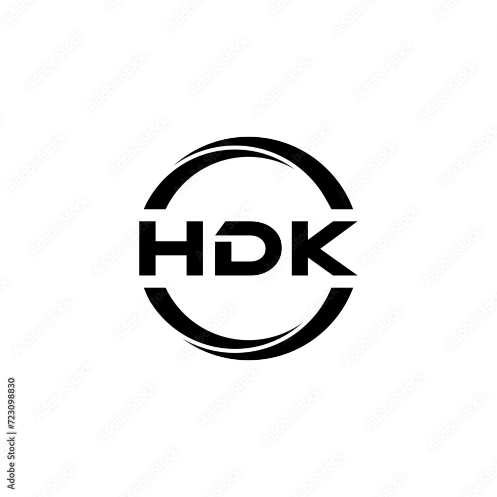 HDK letter logo design with white background in illustrator, cube logo ...