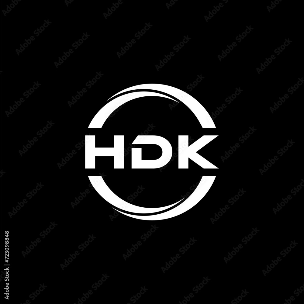 HDK letter logo design with black background in illustrator, cube logo ...