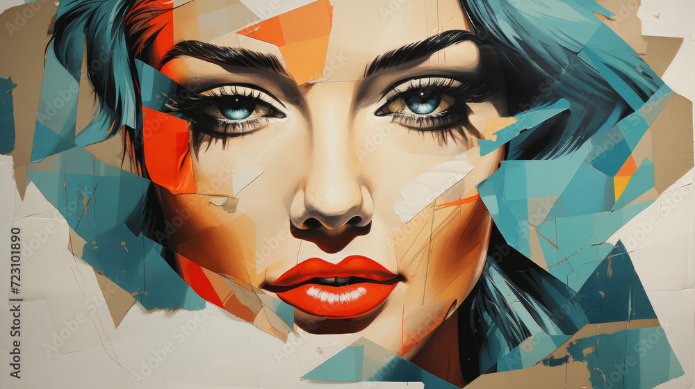 Pop art woman, vibrant colors and retro style. Playful, energetic and ...