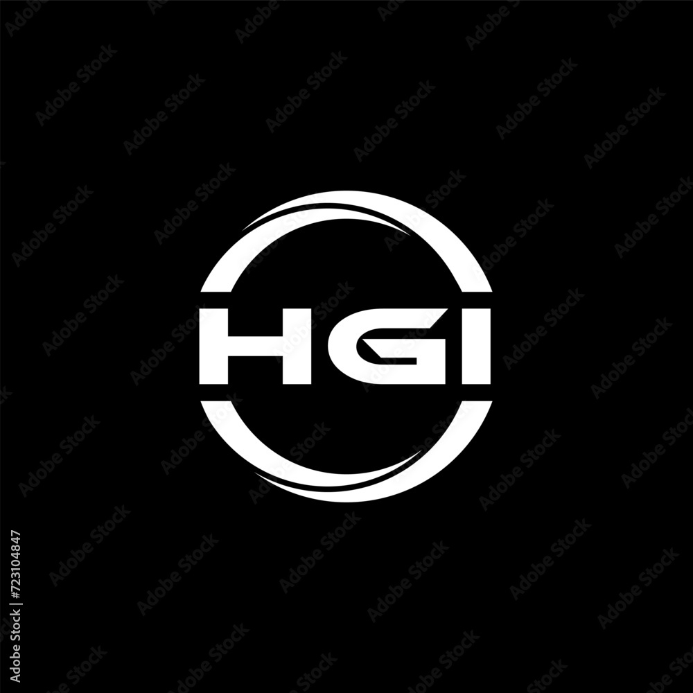 HGI letter logo design with black background in illustrator, cube logo ...