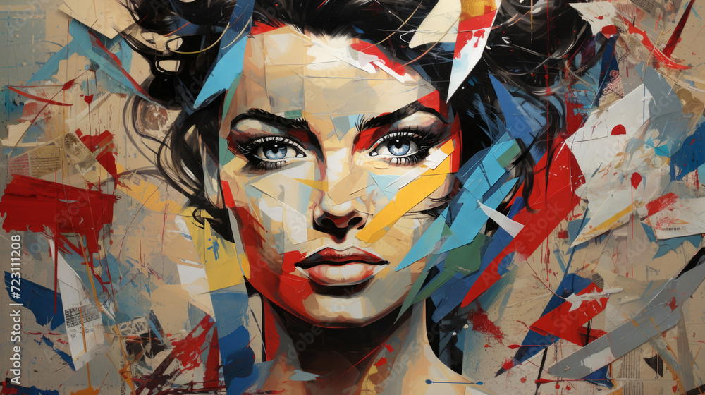 Pop art woman, vibrant colors and retro style. Playful, energetic and ...