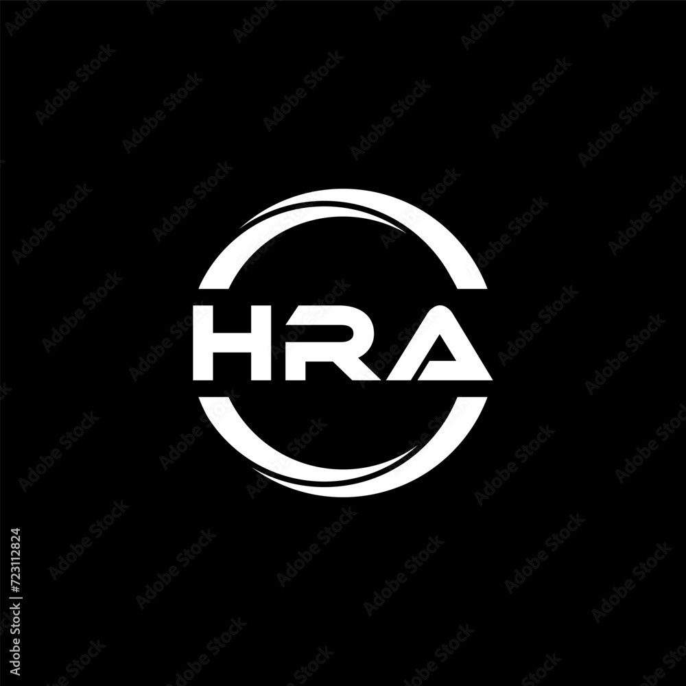 HRA letter logo design with black background in illustrator, cube logo ...