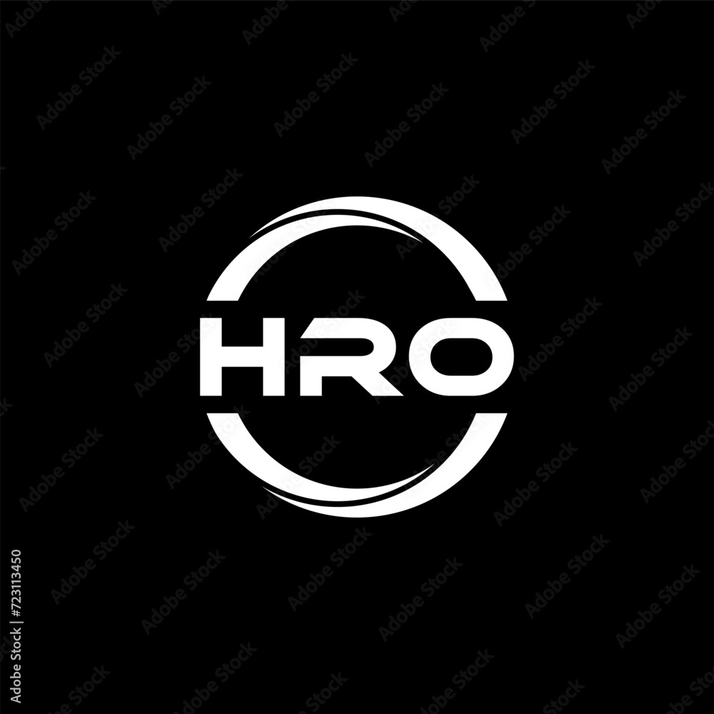 HRO letter logo design with black background in illustrator, cube logo ...