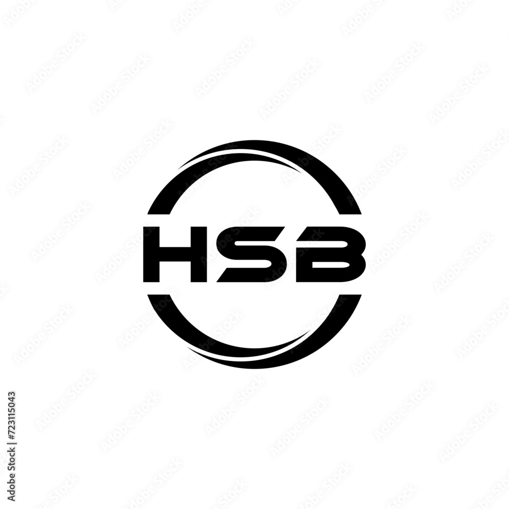 HSB letter logo design with white background in illustrator, cube logo ...