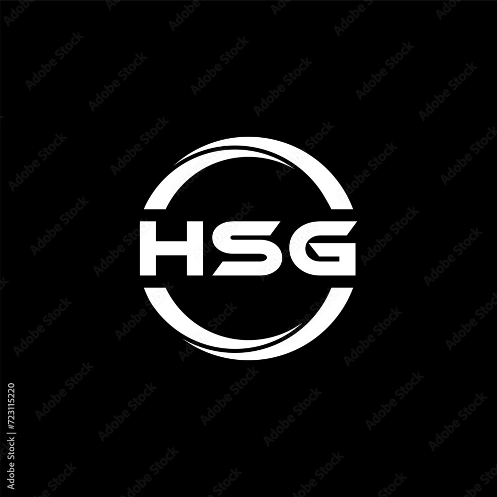 HSG letter logo design with black background in illustrator, cube logo ...