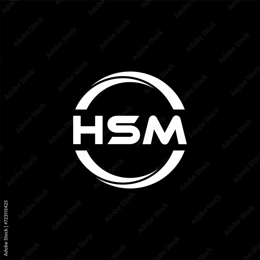 HSM letter logo design with black background in illustrator, cube logo ...