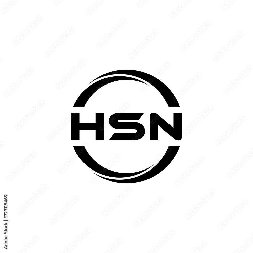 HSN letter logo design with white background in illustrator, cube logo ...