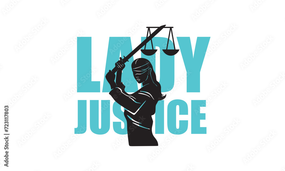 SWORD OF JUSTICE, GODDESS OF TRUTH LOGO, silhouette of strong woman ...